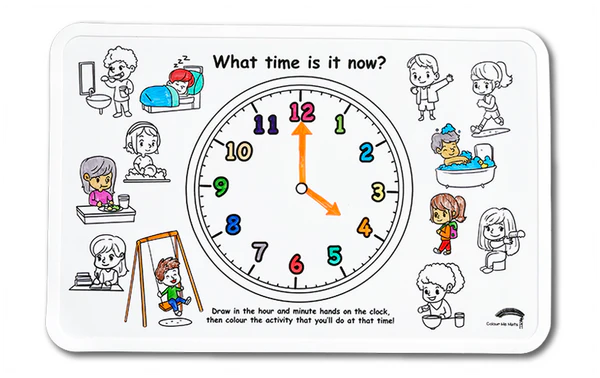 Colour Me Mats Telling Time | Learning – Petit Bubs